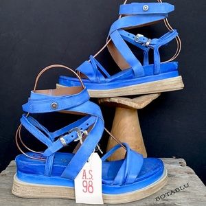 A.S.98 | Shoes | As98 As98 Labo Cobalt Blue Strappy Platform Wedge Open ...